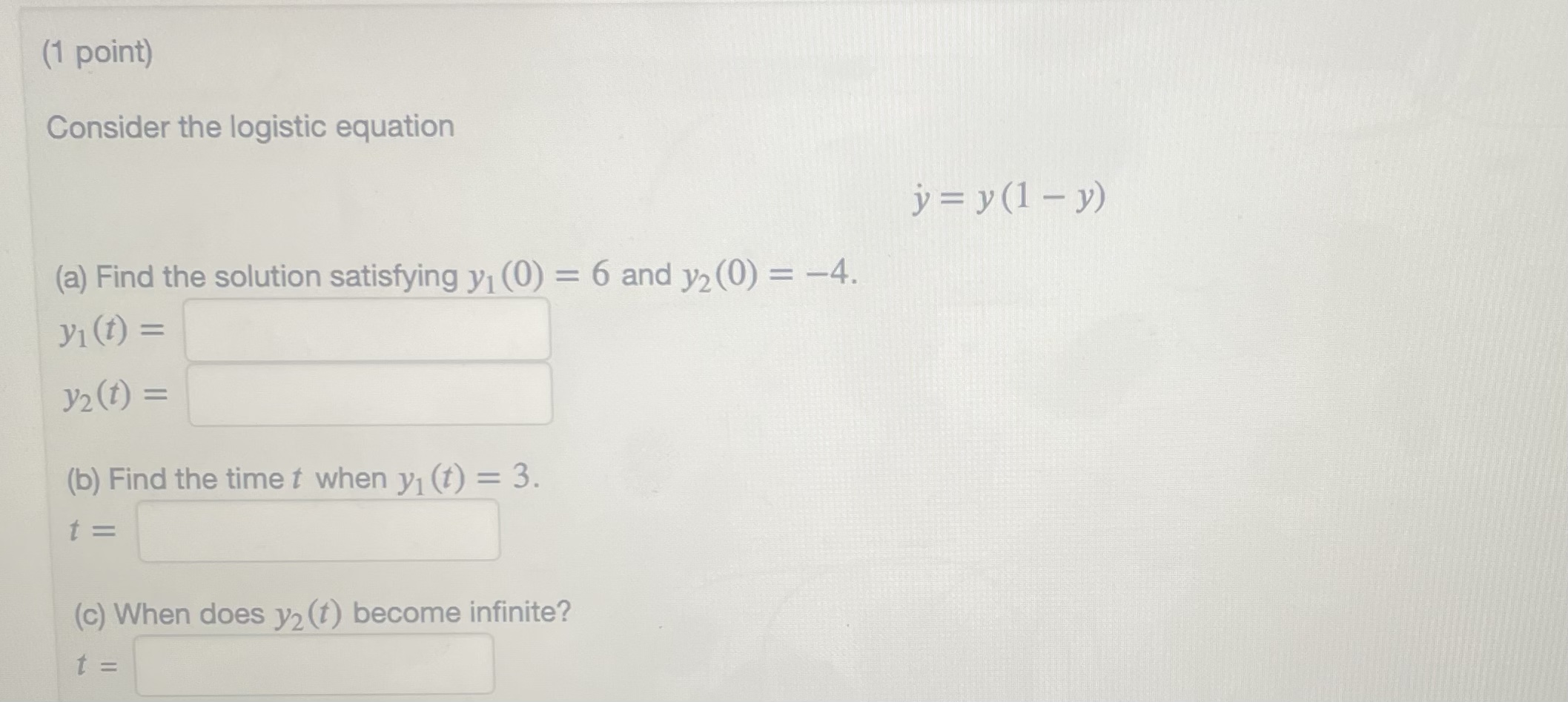 Consider the logistic equation y˙=y(1−y) (a) Find the | Chegg.com