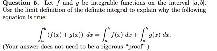 Solved Question 5. Let f and g be integrable functions on | Chegg.com