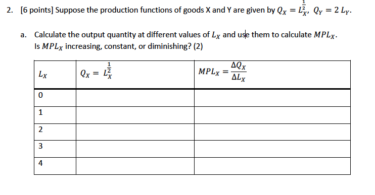 Solved [6 ﻿points] ﻿Suppose the production functions of | Chegg.com