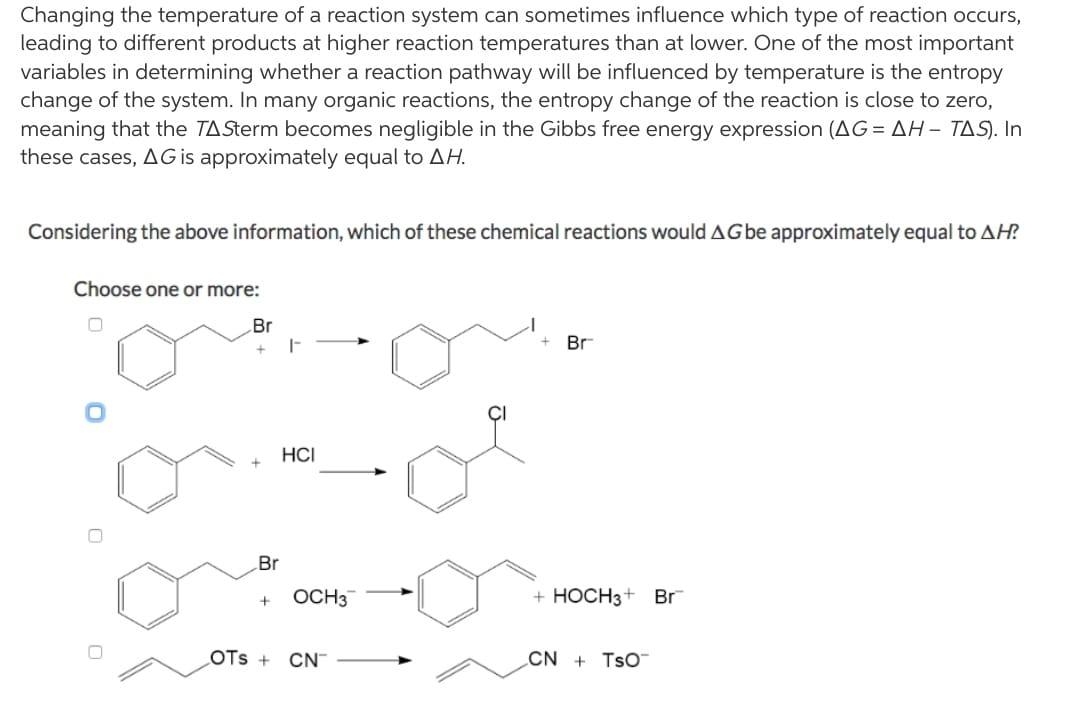 Solved Changing the temperature of a reaction system can | Chegg.com