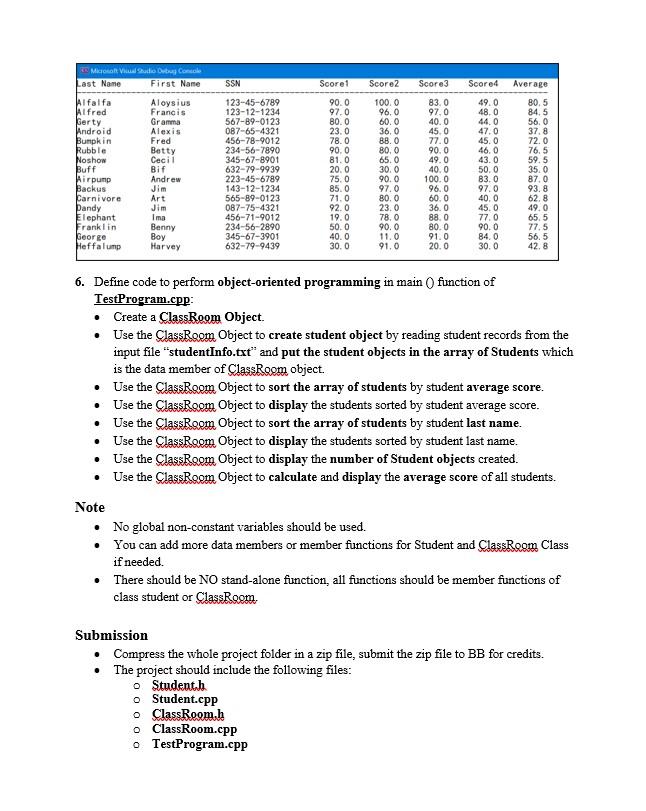 Solved Input data file "studentInfo.txt" CSC134 C++ | Chegg.com