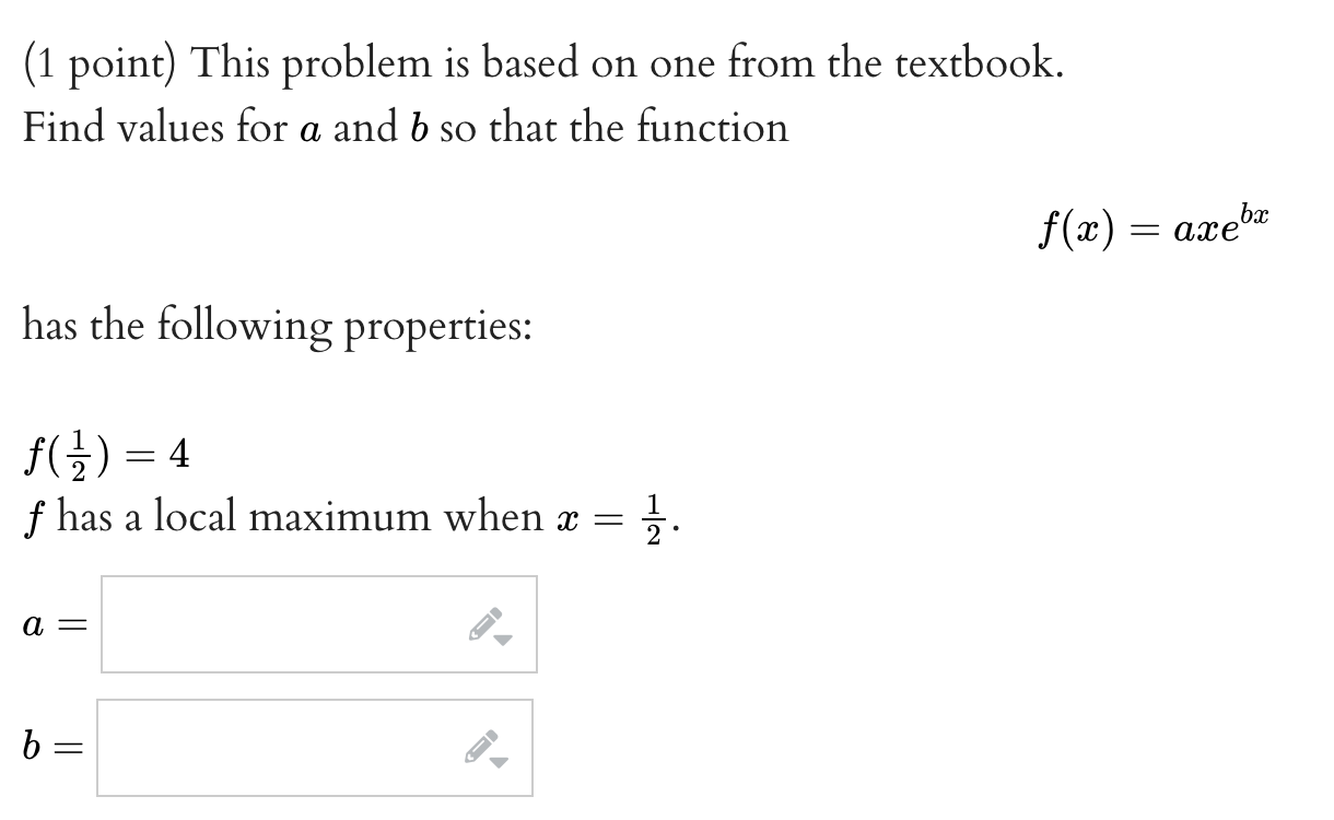 Solved ( 1 point) This problem is based on one from the | Chegg.com