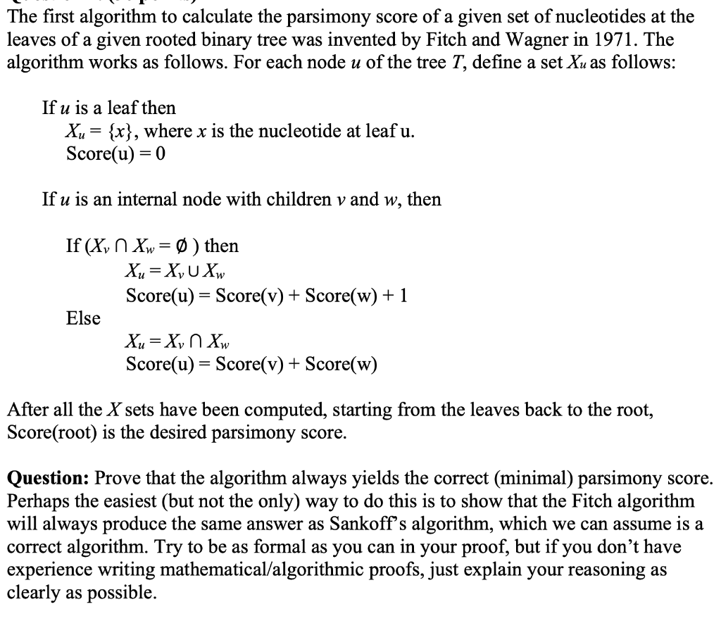 Prove that the Fitch algorithm always yields the | Chegg.com