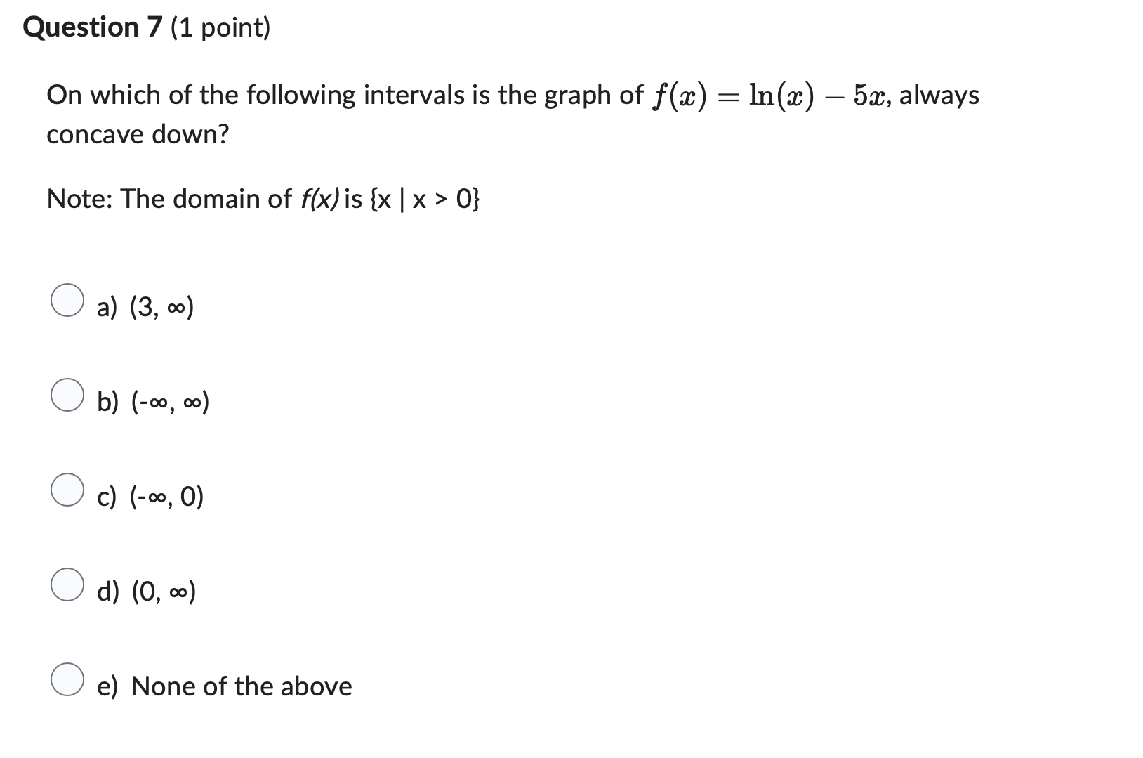 Solved Question 7 (1 ﻿point)On which of the following | Chegg.com