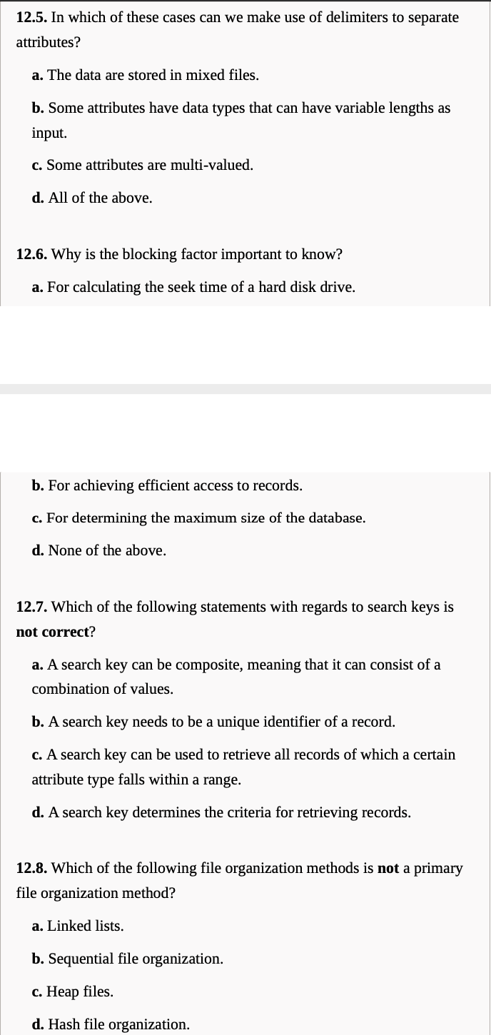 Solved 12.9. Which of the following statements with regards | Chegg.com