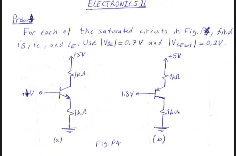 Solved ELECTRONICS IIProb.t.For each of ﻿the saturated | Chegg.com