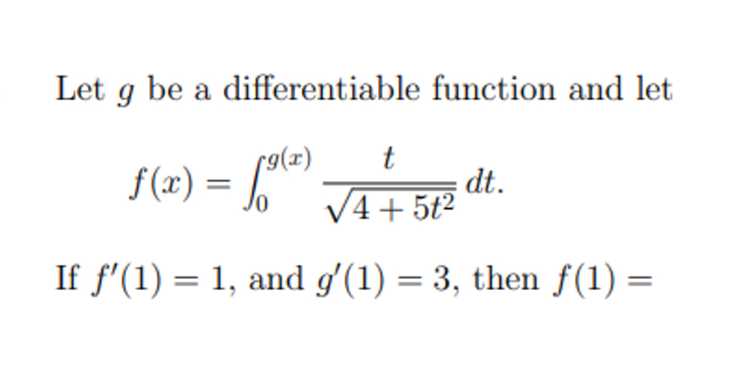 Solved Let g ﻿be a differentiable function and | Chegg.com