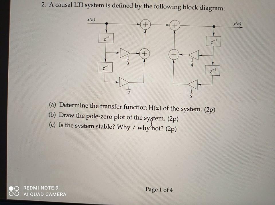 Solved 2. A causal LTI system is defined by the following | Chegg.com