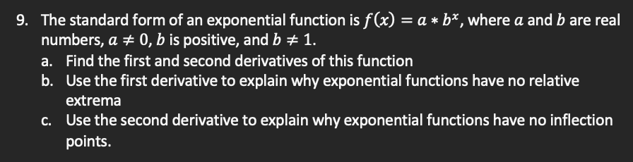 Solved 9. The standard form of an exponential function is | Chegg.com