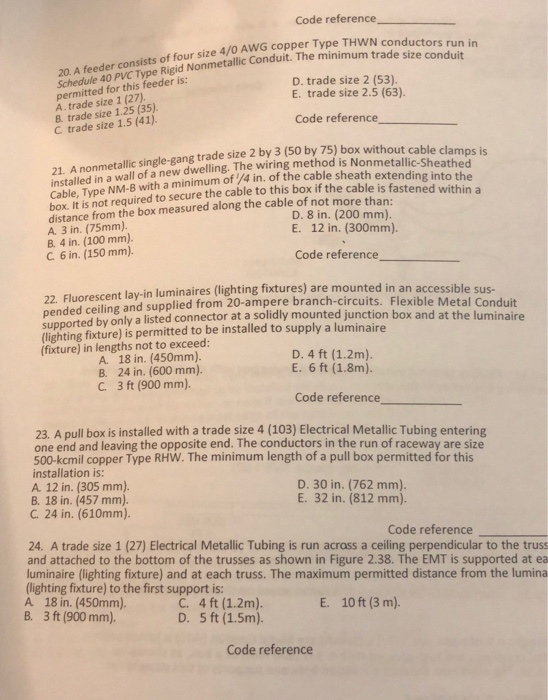 Solved Applied Electricity NEC worksheet t hree Copper | Chegg.com