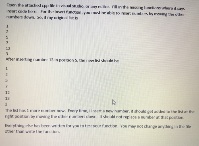 Solved Open Th Insert Code Here For The Insert Function