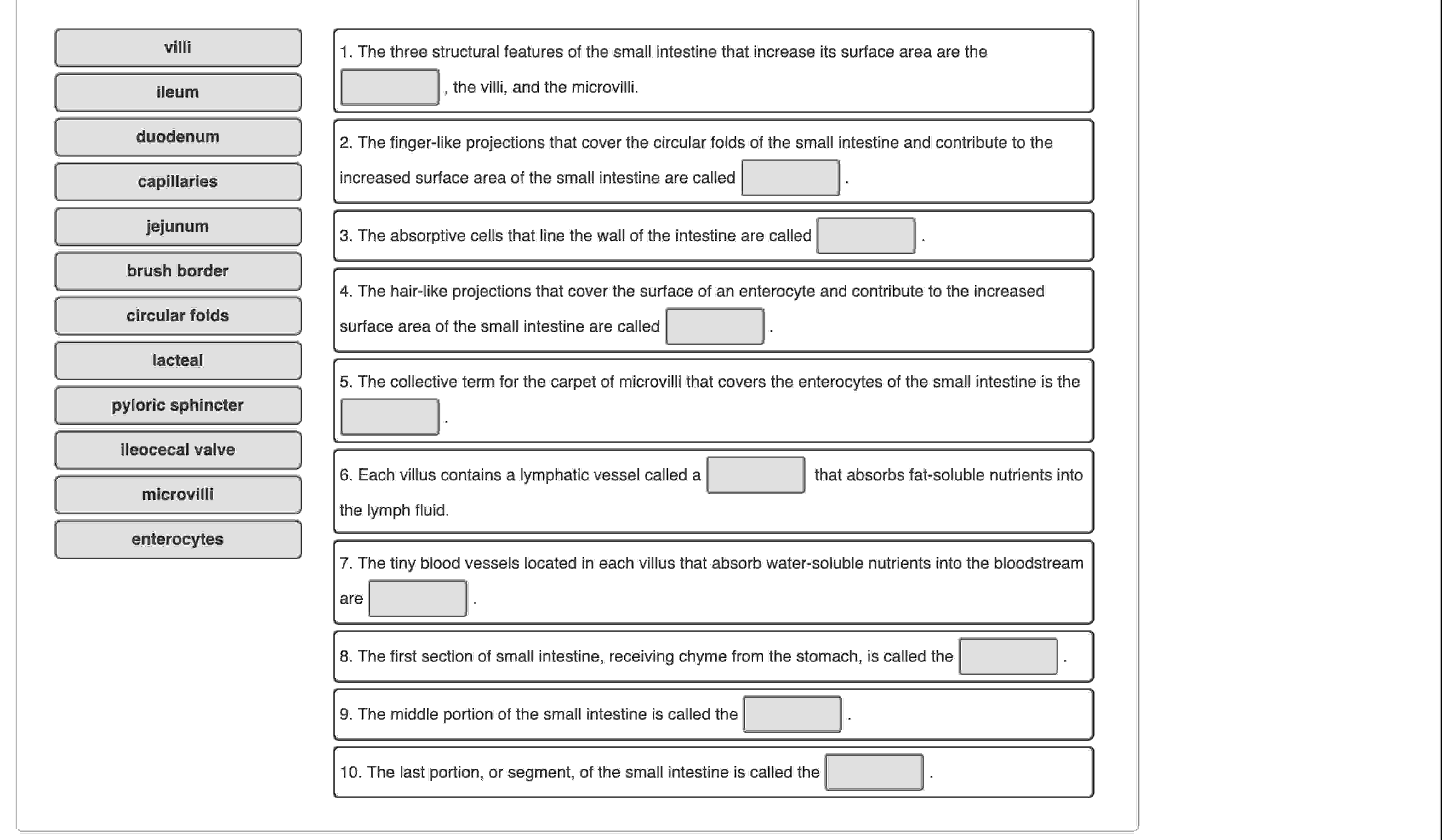 Solved \table[[villi,\table[[1. ﻿The three structural | Chegg.com