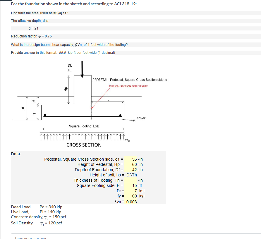 Solved d=21 Reduction factor, ϕ=0.75 What is the design beam | Chegg.com