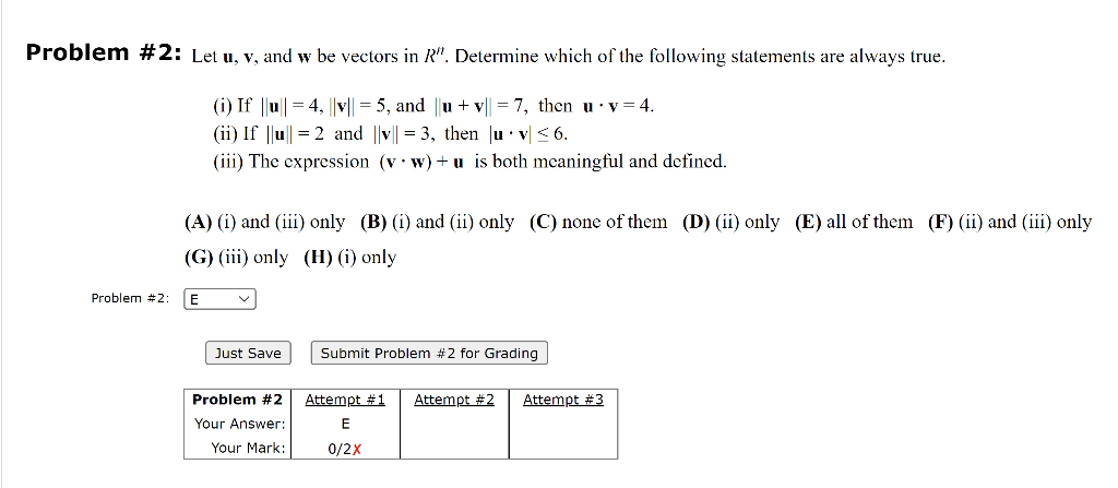 Problem \#2: Let u,v, and w be vectors in Rn. | Chegg.com