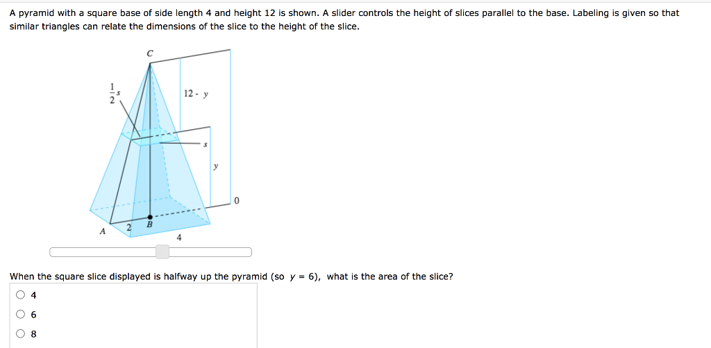Solved A pyramid with a square base of side length 4 and | Chegg.com