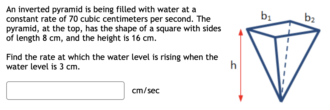 Solved An inverted pyramid is being filled with water at a | Chegg.com