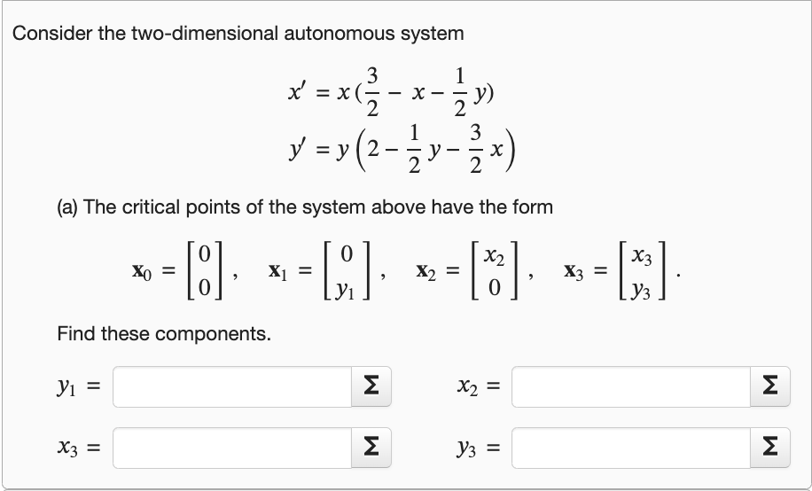Solved Consider the two-dimensional autonomous system | Chegg.com