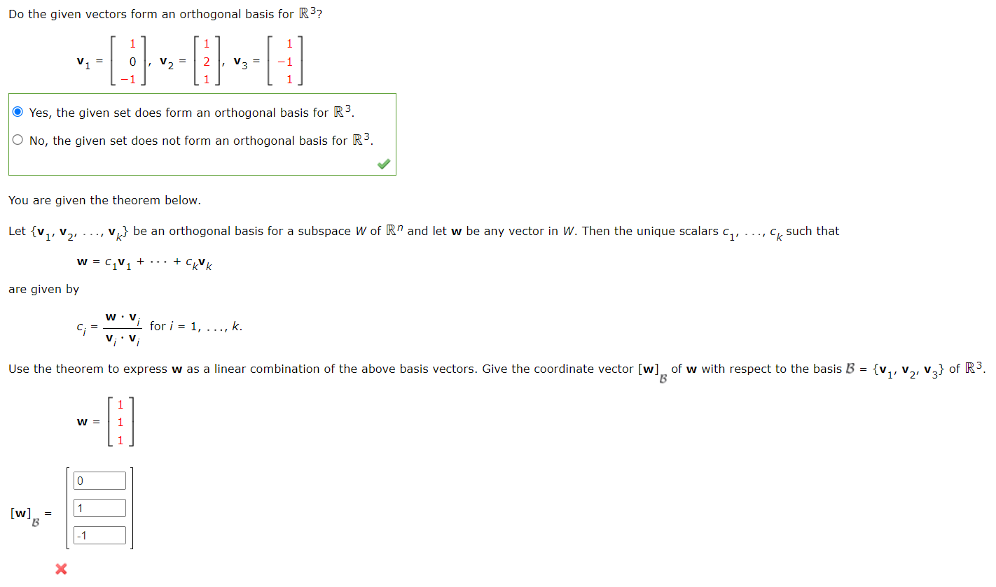 Solved Do the given vectors form an orthogonal basis for R3 | Chegg.com