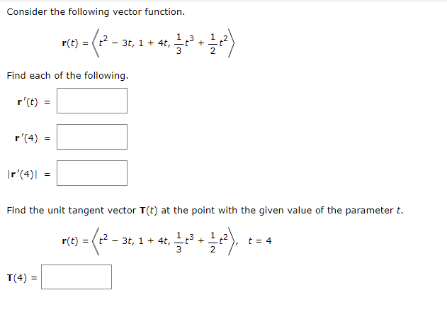 Solved Consider the following vector function. | Chegg.com