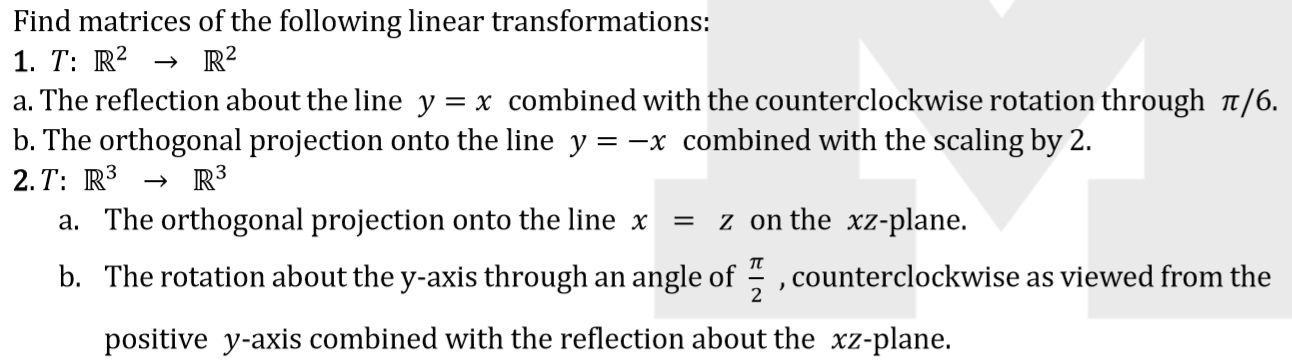 Solved Find matrices of the following linear | Chegg.com