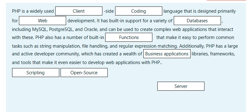 Solved PHP is a widely used -side language that is designed | Chegg.com