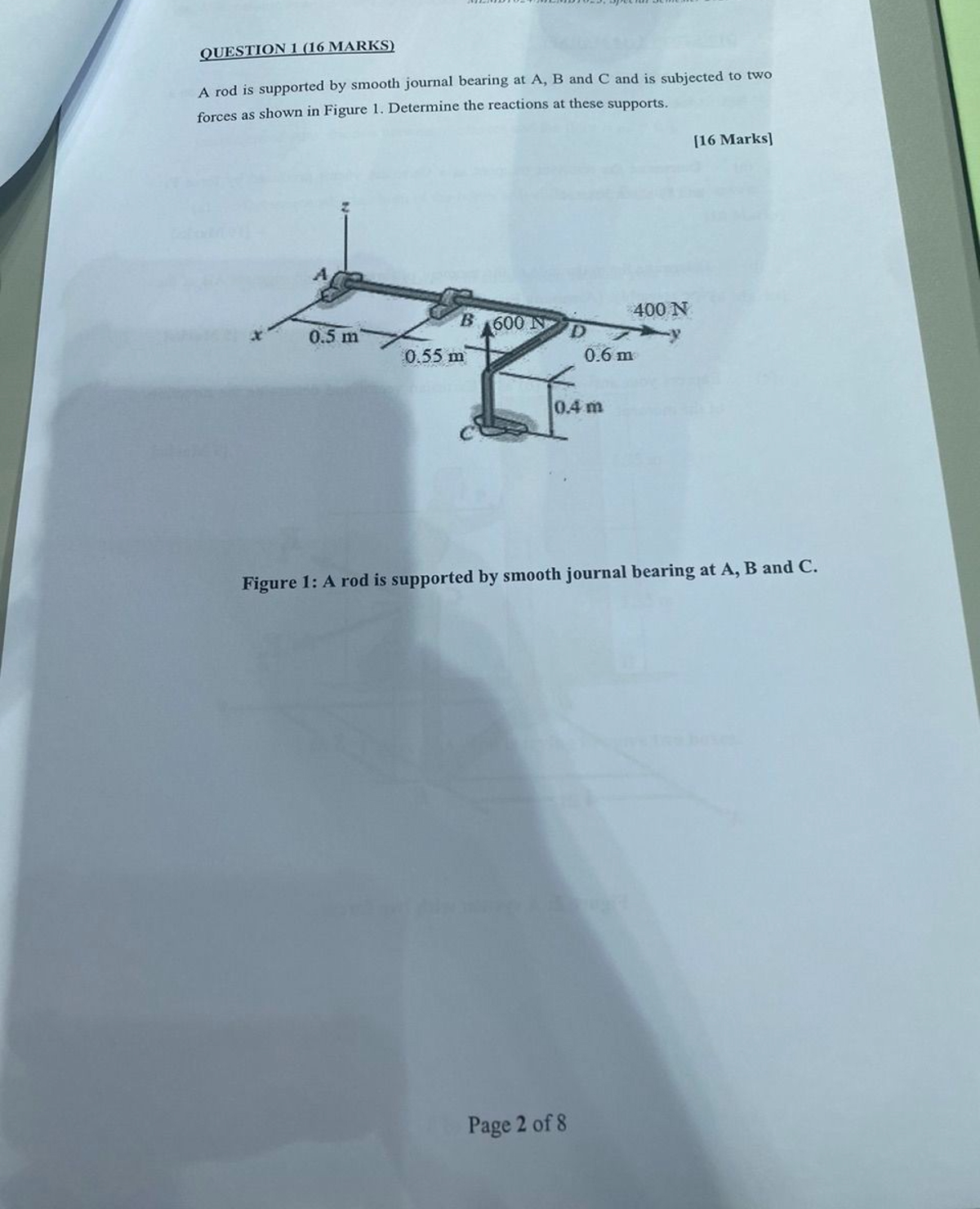 Solved QUESTION 1 ( 16 ﻿MARKS)A rod is supported by smooth | Chegg.com