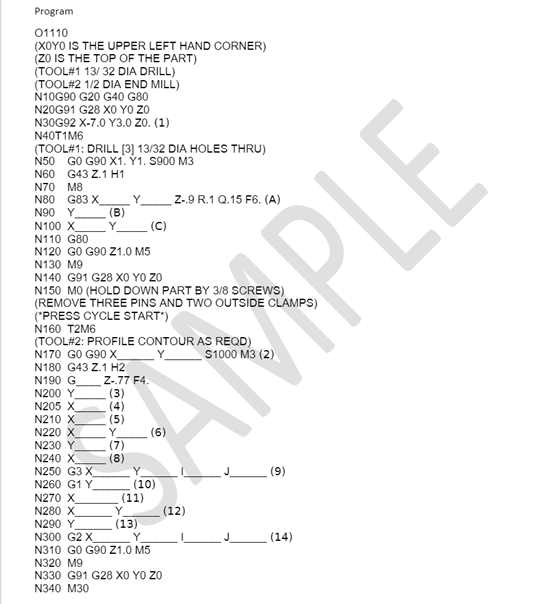 Solved 1.- Write a word address program for milling the | Chegg.com