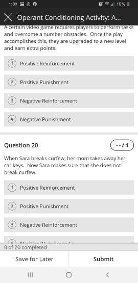 Solved 1:02 P a X Operant Conditioning Activity: A... | Chegg.com