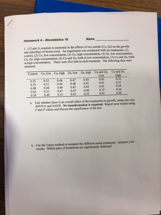 Solved Name Homework 4- Biostatistics 18 1. (12 pts) A | Chegg.com