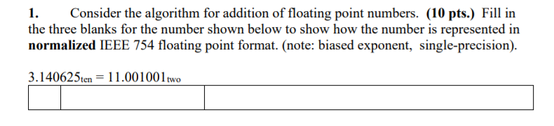 Solved 1. Consider the algorithm for addition of floating | Chegg.com