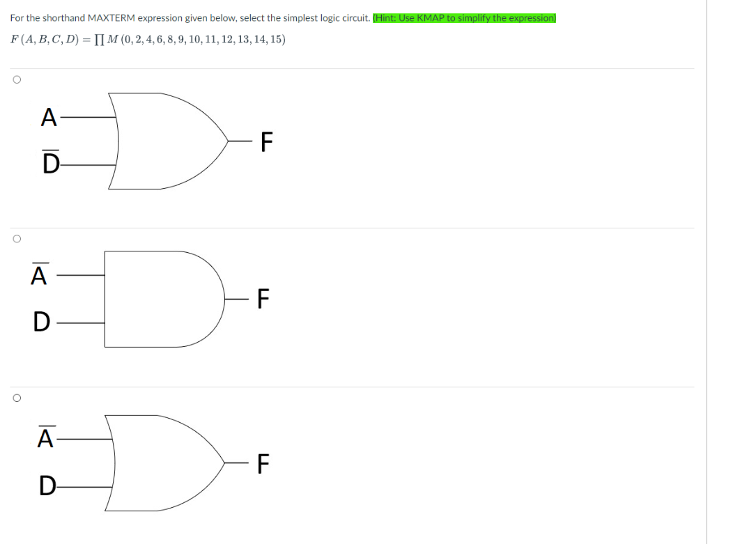 Solved For the shorthand MAXTERM expression given below, | Chegg.com