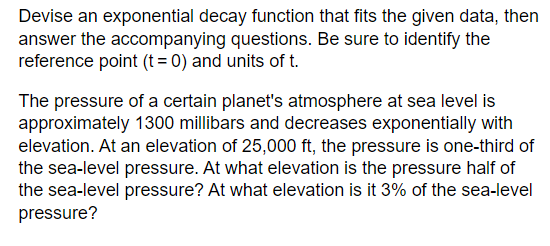 Solved Devise an exponential decay function that fits the | Chegg.com