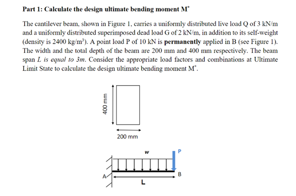 Solved Part 1: Calculate the design ultimate bending moment | Chegg.com