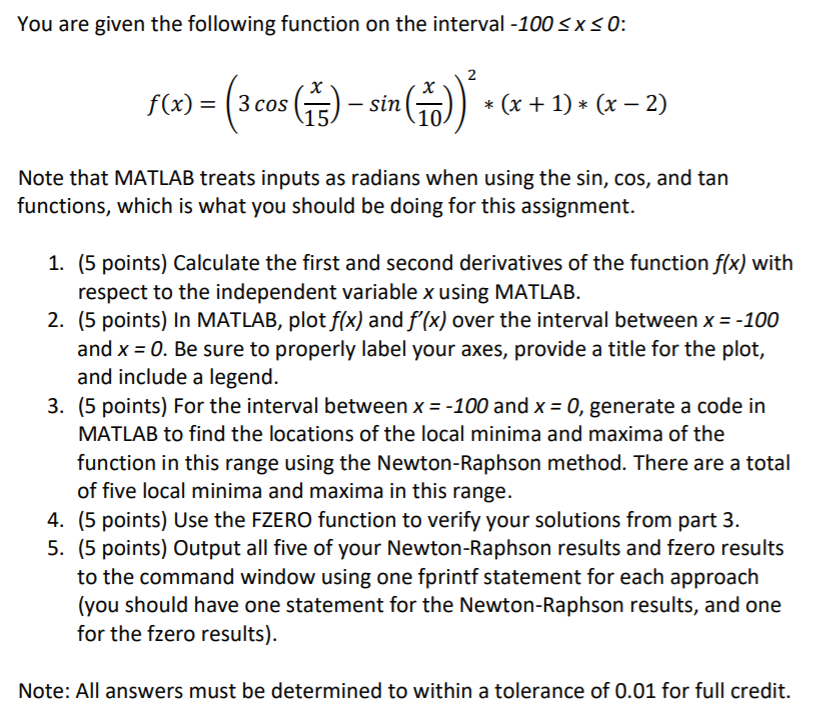 You are given the following function on the interval | Chegg.com