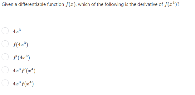 Solved Given a differentiable function f(x), which of the | Chegg.com