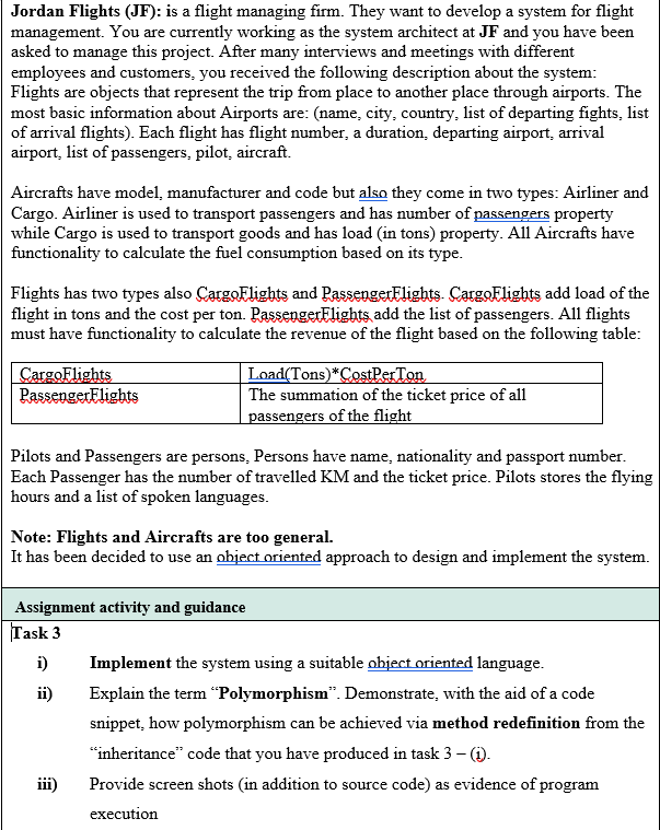 Solved Jordan Flights (JF): is a flight managing firm. They | Chegg.com