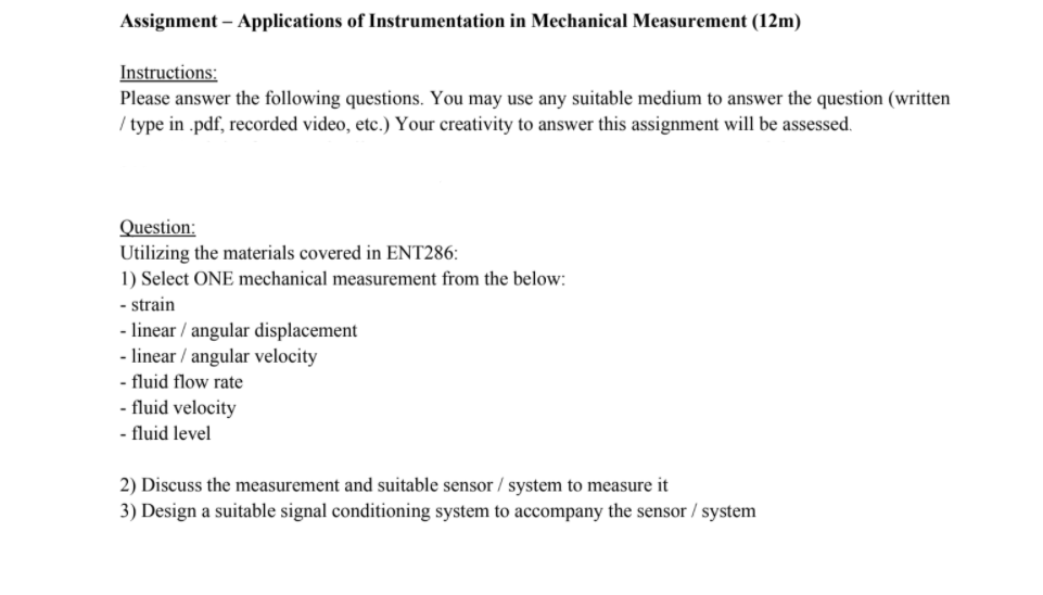 Solved Assignment Applications Of Instrumentation In
