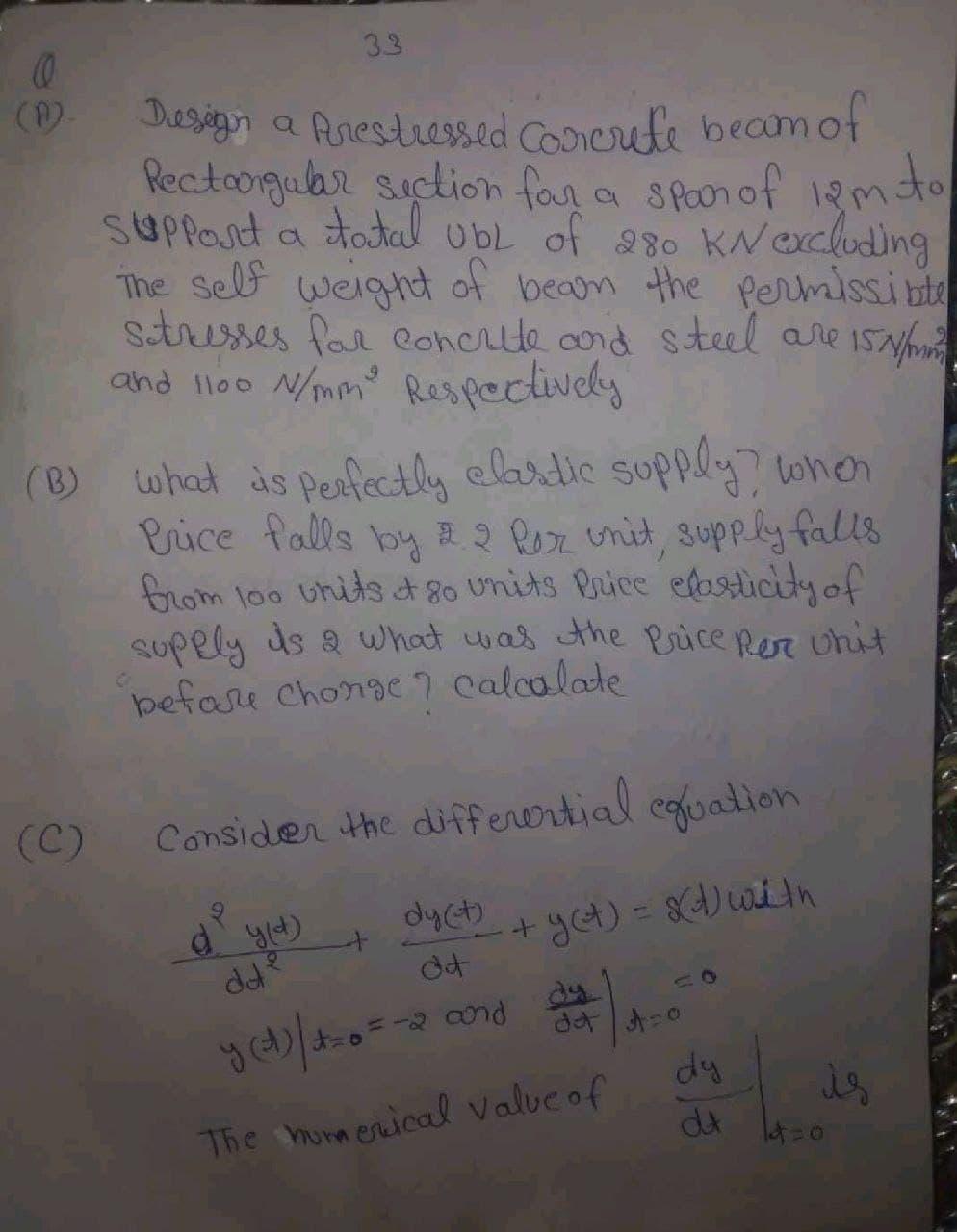 Solved 33 Design a Prestressed concrete beam of Rectoongular | Chegg.com