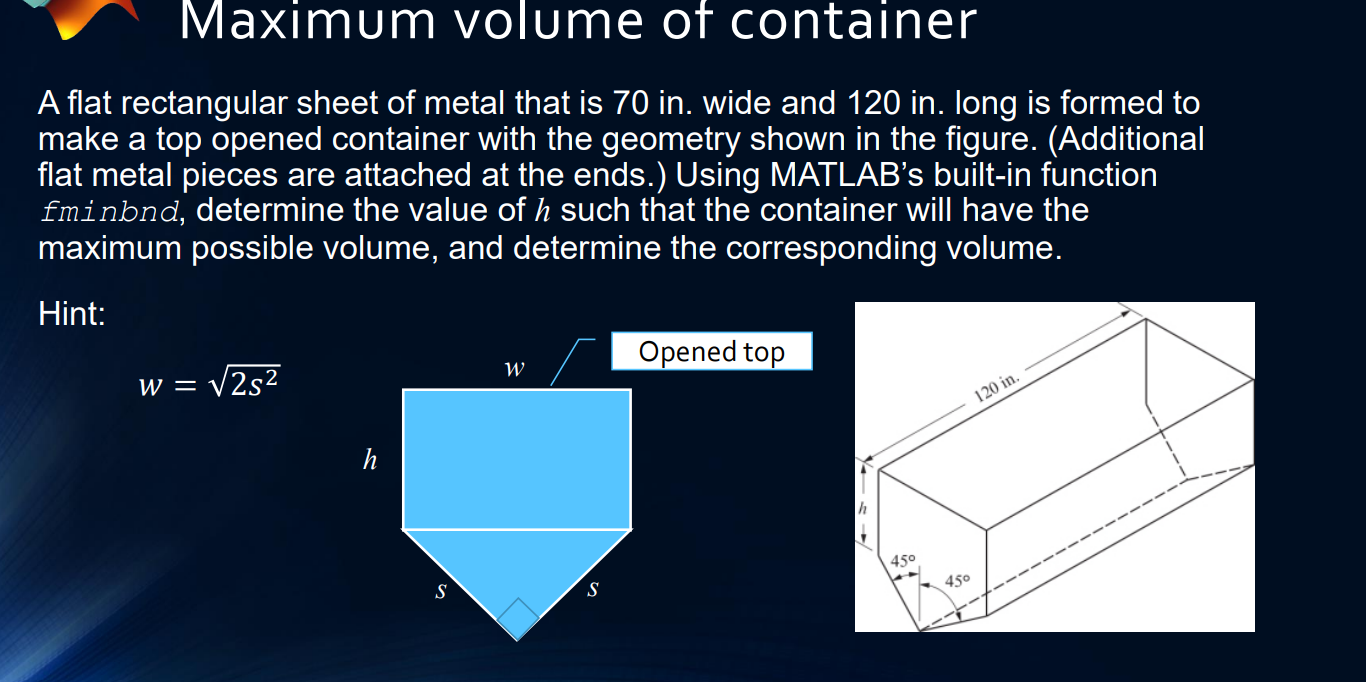 Solved Maximum volume of container A flat rectangular sheet | Chegg.com