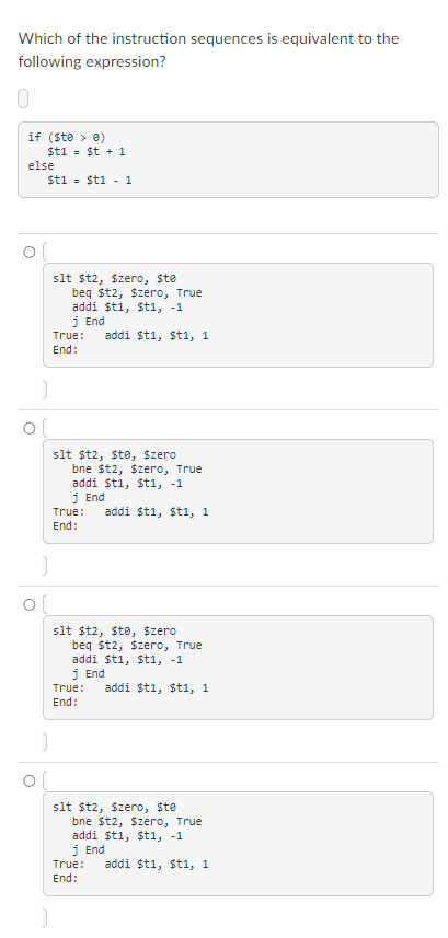 Solved Which of the instruction sequences is equivalent to | Chegg.com