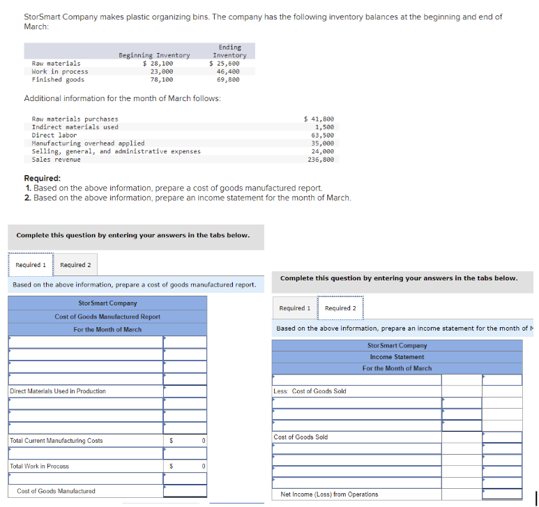 Solved StorSmart Company makes plastic organizing bins. The | Chegg.com