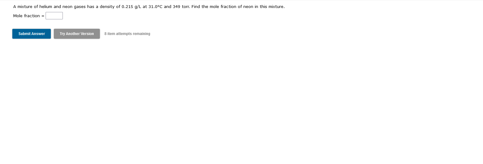Solved A mixture of helium and neon gases has a density of | Chegg.com