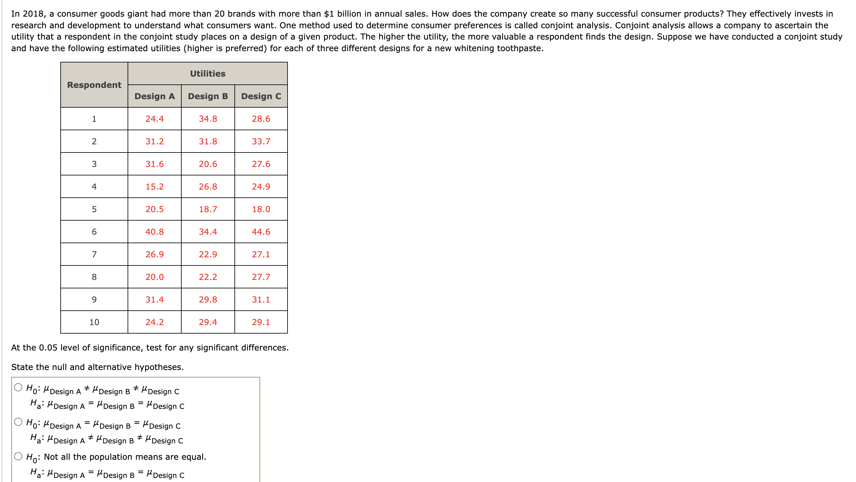 Solved At the 0.05 level of significance, test for any | Chegg.com