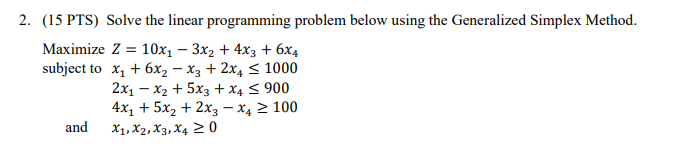 Solved 2. (15 PTS) Solve the linear programming problem | Chegg.com