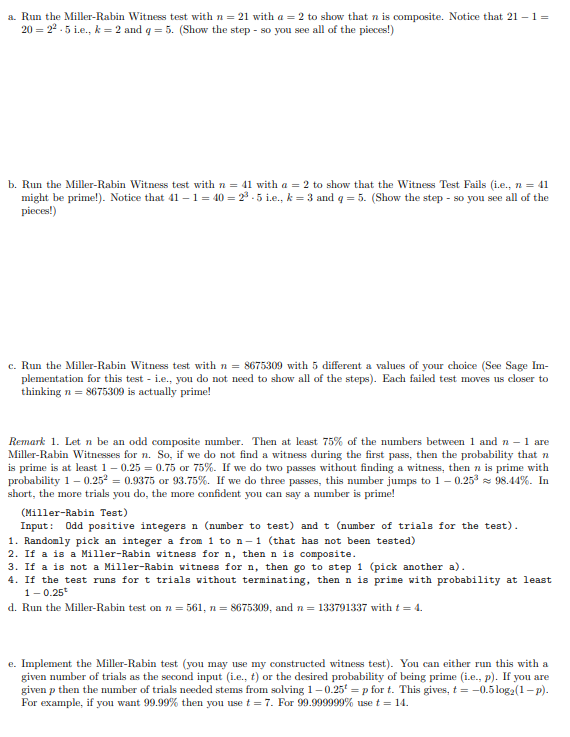 Solved Problem 1 (Primality Tests). Throughout nearly all of | Chegg.com