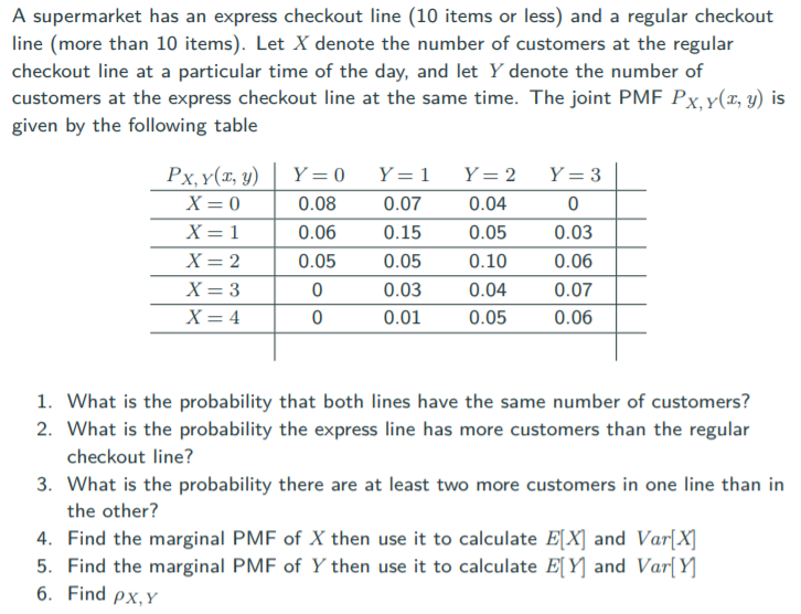 Solved A supermarket has an express checkout line (10 items | Chegg.com