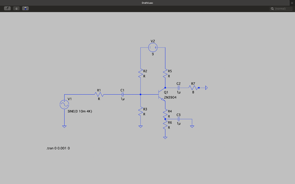 Solved Draft4.asc a normal) V2 9 R2 PR R5 R C2 R7 2 > R1 CI | Chegg.com