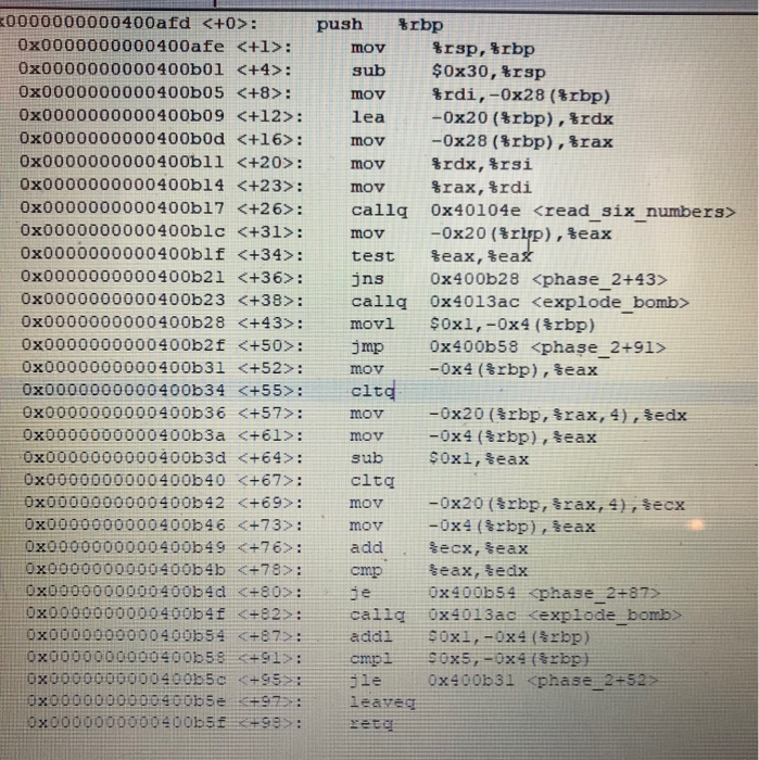 Phase_2: Been stuck on this code, need to defuse the | Chegg.com