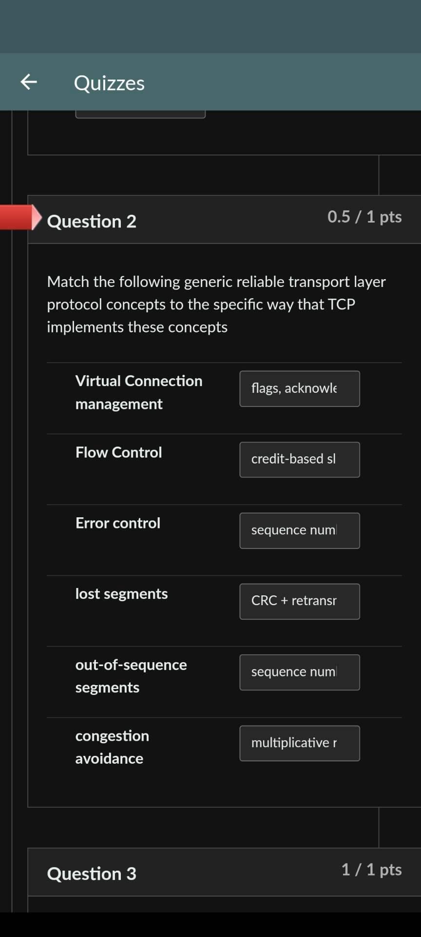 Solved Match the following generic reliable transport layer | Chegg.com