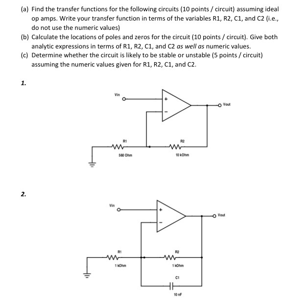 Solved (a) Find the transfer functions for the following | Chegg.com